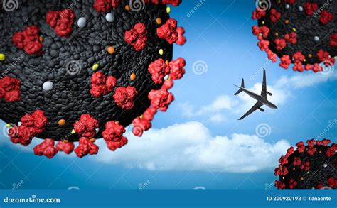Airplane Flying Between Coronavirus Concept Of Bankruptcy And Impact Of Covid Pandemic On