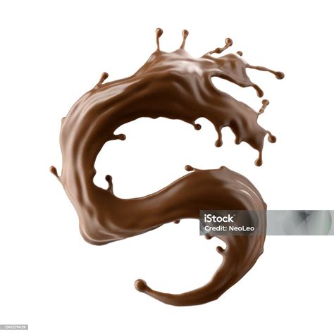 3d 렌더 초콜릿 스플래시 카카오 음료 또는 커피 튀김 요리 재료 추상 물결 모양의 액체 제트 흰색 배경에 고립 된 갈색 음료 클립 아트 물이 튀는에 대한 스톡 사진 및