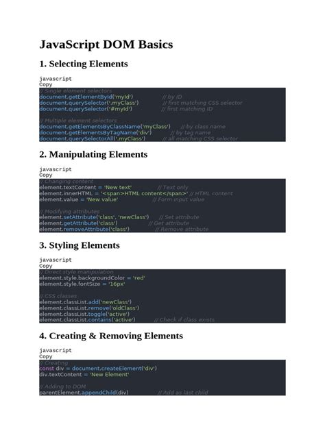 Javascript Dom Basics Pdf Business