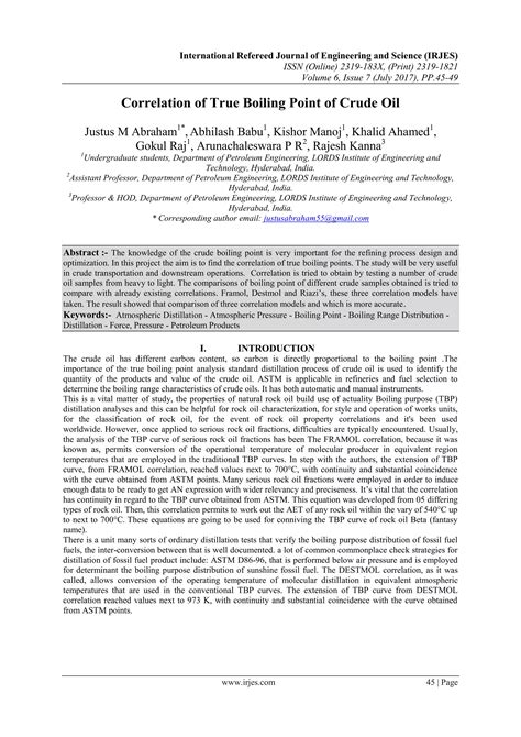 Correlation Of True Boiling Point Of Crude Oil Pdf