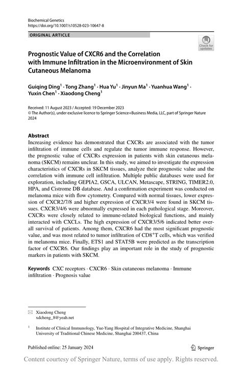 Prognostic Value Of Cxcr6 And The Correlation With Immune Infiltration