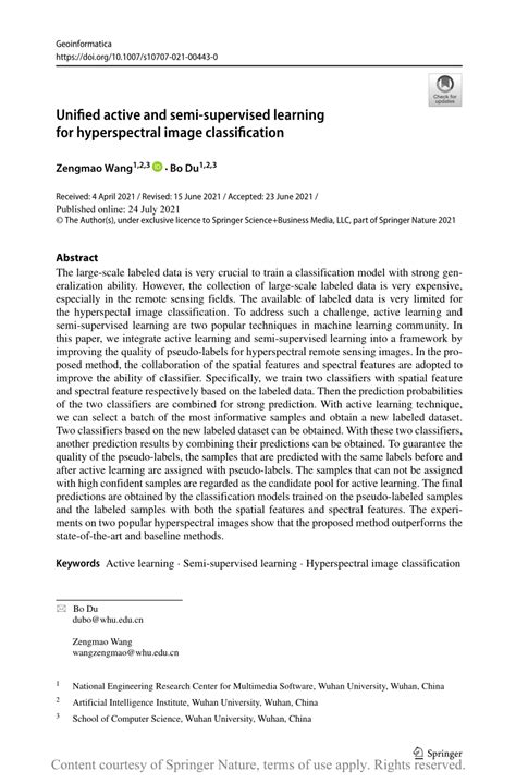 Unified Active And Semi Supervised Learning For Hyperspectral Image Classification Request Pdf