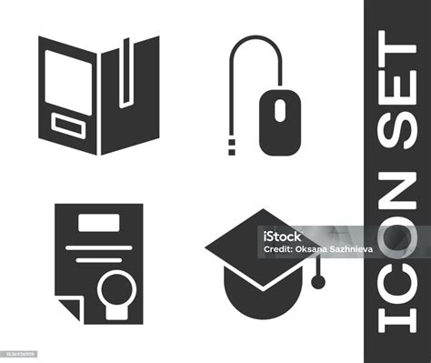 지구본 책 열기 인증서 템플릿 및 컴퓨터 마우스 아이콘에 눈금 모자를 설정합니다 벡터 0명에 대한 스톡 벡터 아트 및 기타 이미지 0명 광학 기기 교과서 Istock
