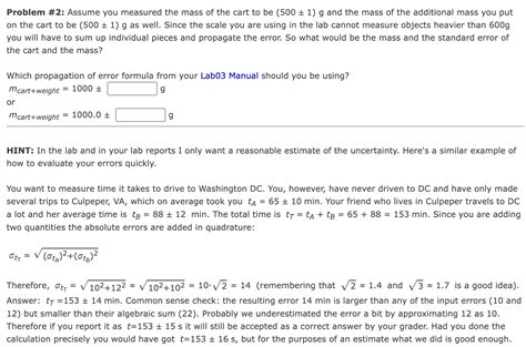 Solved Problem Assume You Measured The Mass Of The Chegg