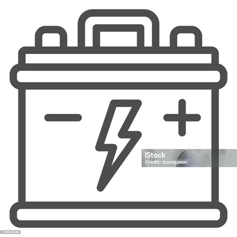 전기 자동차 라인 아이콘 전기 에너지 개념에 대한 배터리 벡터 그래픽 흰색 배경에 배터리 컨테이너 기호 모바일 또는 웹 디자인용 윤곽선 스타일 아이콘 검은색에 대한 스톡