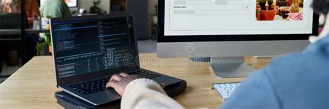Man Decoding Data On Laptop Screen Stock Image Image Of Graphics Generate 373071727