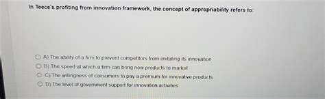 Solved In Teeces Profiting From Innovation Framework The