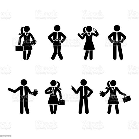 스틱 그림 사무실 남녀 세트입니다 벡터 일러스트 레이 션 화이트에 기업 들의 가리키기에 대한 스톡 벡터 아트 및 기타 이미지 가리키기 감독 개념 Istock