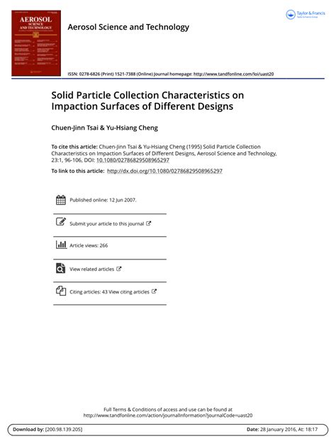 Pdf Solid Particle Collection Characteristics On Impaction Surfaces Of Different Designs