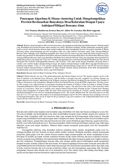 Pdf Penerapan Algoritma K Means Clustering Untuk Mengelompokkan Provinsi Berdasarkan Banyaknya