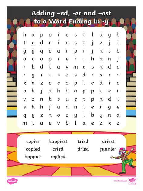 Word Search Adding Ied Iest Ier To Y Words Pdf