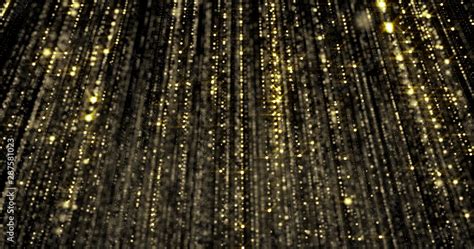 Golden Glitter Rain Flowing Light Threads Curtain With Bokeh Sparks