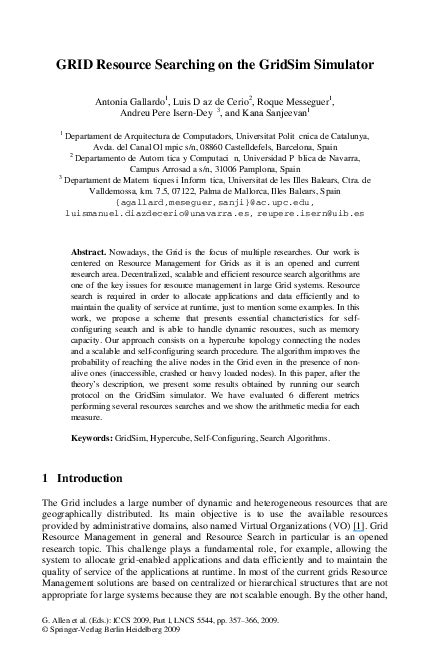 Pdf Grid Resource Searching On The Gridsim Simulator