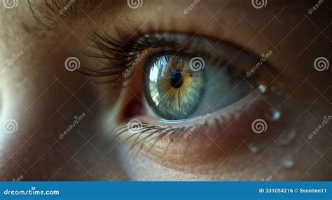 Extreme Close Up Of Human Eye With Reflection Stock Illustration