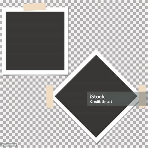 회색 배경에 스티커 테이프와 사진 프레임입니다 서식 파일 유행 사진에 대 한 빈 사진 예술 및 공예제품에 대한 스톡 벡터 아트 및 기타 이미지 사진 예술 및 공예제품