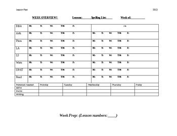 ABEKA Weekly Overview And Daily Lesson Plan Template By Anna B TPT