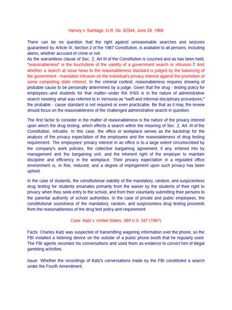 Search And Seizure Notes Pdf Katz V United States Probable Cause