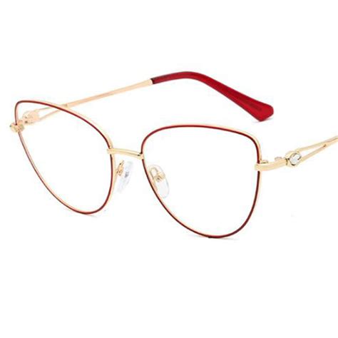 Badu Bg Секси рамка за очила с котешко око Златни метални женски прозрачни оптични очила модни