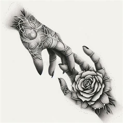 Dotwork Tiny Dots Creating Detailed And Intricate Designs Style Stock