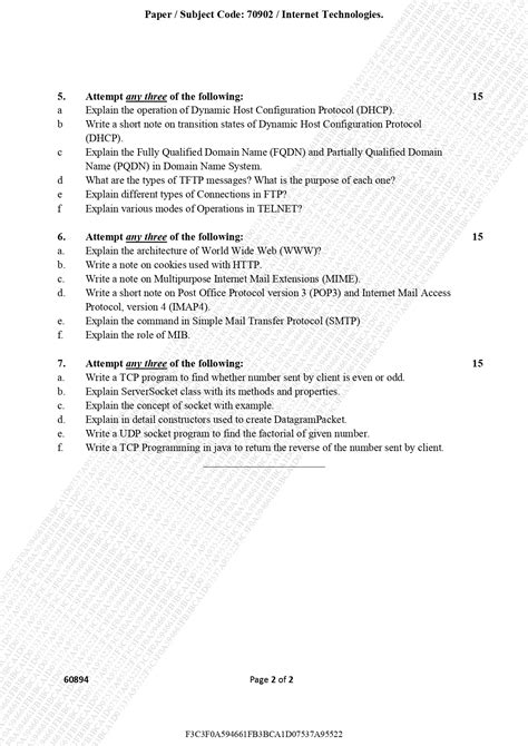 University Of Mumbai Tybsc It Sem Vi Internet Technologies Rev Old Question Papers