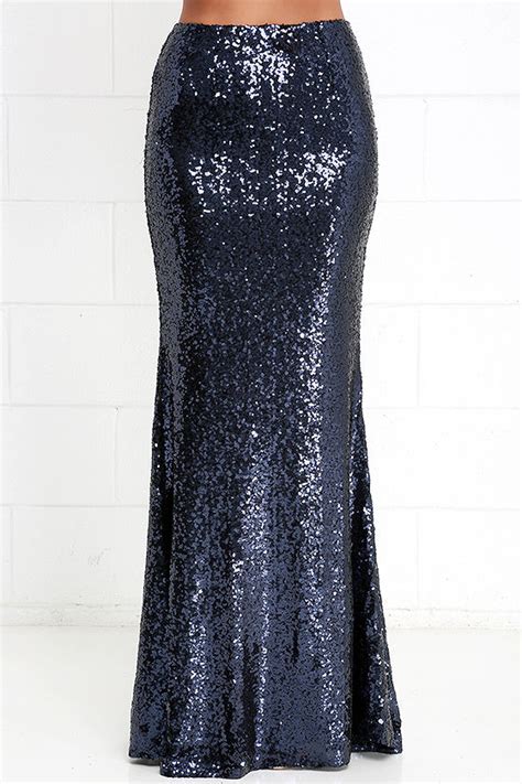 Midnight Blue Skirt Sequin Skirt Mermaid Skirt Maxi Skirt 8200