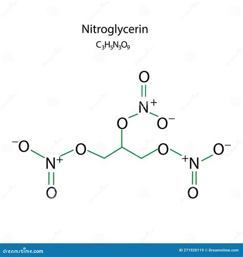 Nitroglycerin Glyceryl Trinitrate Nitro Molecule Is Drug And Explosive Structural Chemical