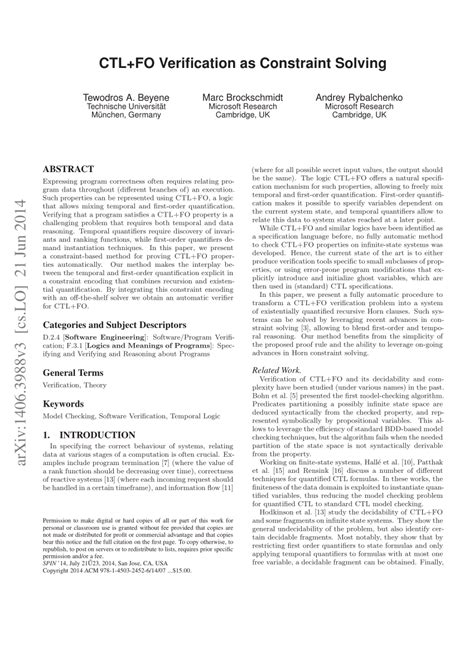 Pdf Ctlfo Verification As Constraint Solving