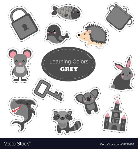 Color Worksheet Learning Colors Grey Objects
