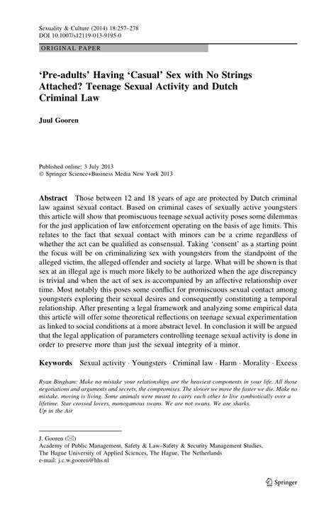 Pdf ‘pre Adults Having ‘casual Sex With No Strings Attached