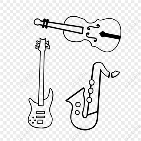 Lineart 생일 일러스트 낙서 일렉트릭 기타 바이올린만화선화 Png 일러스트 무료 다운로드 Lovepik