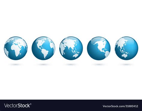 Earth Globe World Map Set Planet With Continents Vector Image