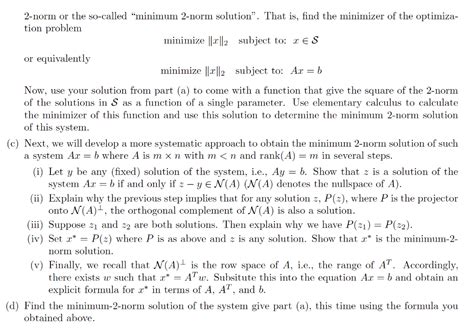 solved [minimum 2 norm solution of underdetermined systems]