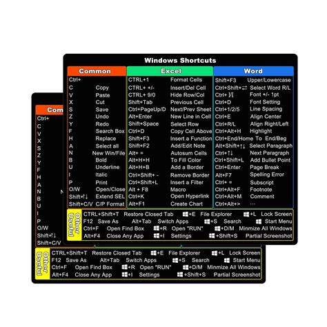Windows Shortcut Sticker 2 Pack Microsoft Windows Word Excel Quick Reference Guide Keyboard