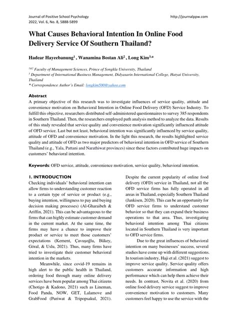 Pdf What Causes Behavioral Intention In Online Food Delivery Service
