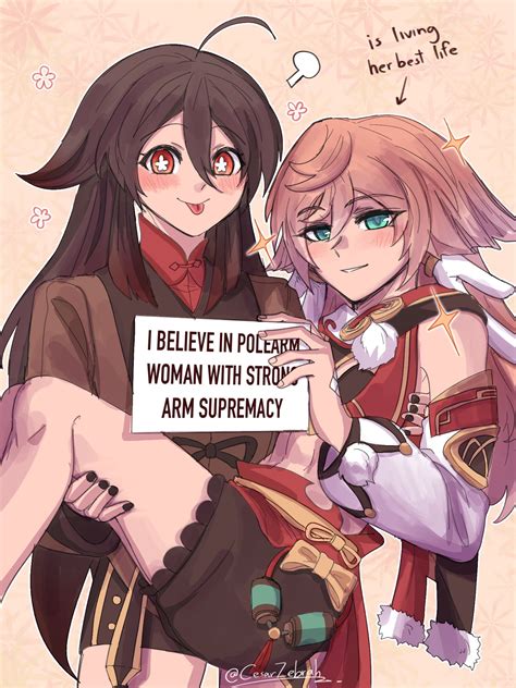 Hu Tao And Yanfei Genshin Impact Drawn By Cesar Zebrah Danbooru