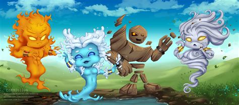[comm] Chibi Elementals By Avareonart On Deviantart