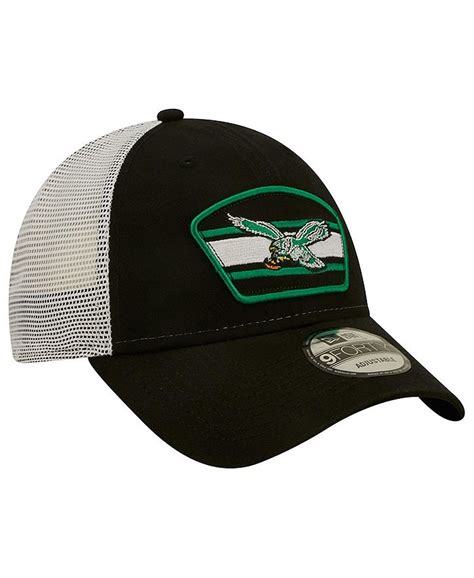 New Era Mens Black White Philadelphia Eagles Logo Patch Trucker