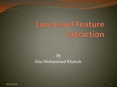 Low Level Feature Extraction Chapter 4 Ppt