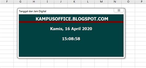 Tanggal Dan Jam Digital Di Userform Vba Excel Kampus Office