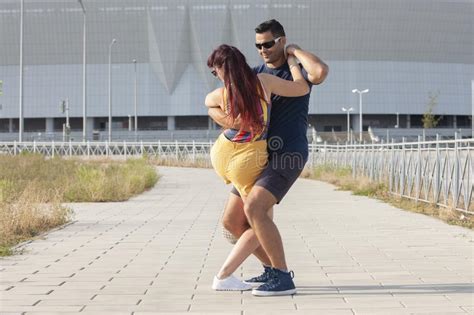 Couple Dancing At Sunset Salsa Brazilian Zouk Lovers Dance Partners