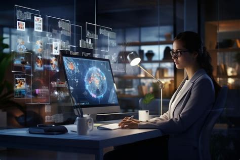 Premium Photo Employee Adapting To New Technologies And Tools Generative Ai