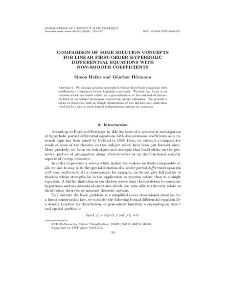 Pdf Comparison Of Some Solution Concepts For Linear First Order