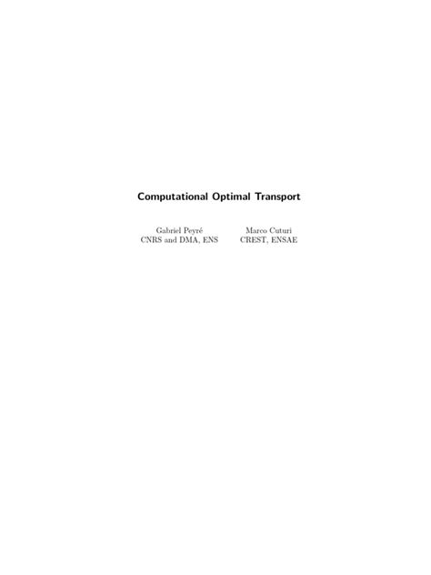 Computational Optimal Transport Pdf Linear Programming Geometry