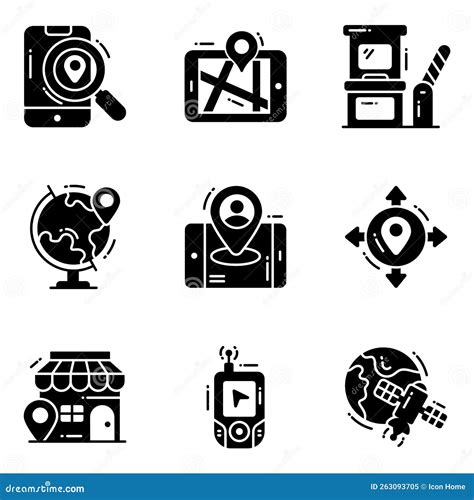 map and location marker icon set of road traffic sign location pin