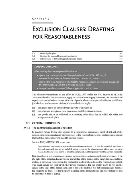 Exclusion Clauses Drafting For Reasonableness Chapter 09 Exclusion Clauses Drafting For