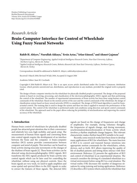 Pdf Brain Computer Interface For Control Of Wheelchair Using Fuzzy