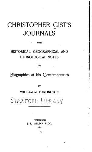 Christopher Gist S Journals By Christopher Gist Open Library