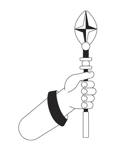 Premium Vector Hand Holding Wizard Staff Flat Monochrome Isolated