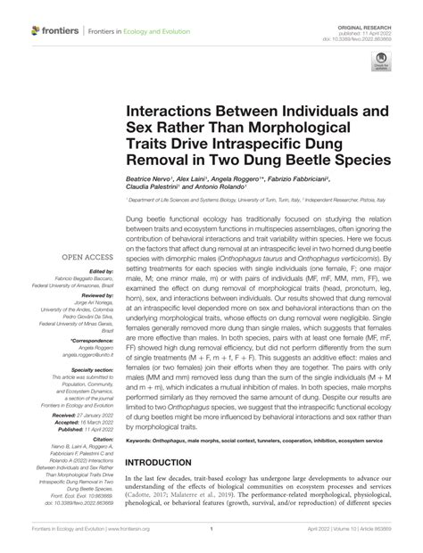 Pdf Interactions Between Individuals And Sex Rather Than