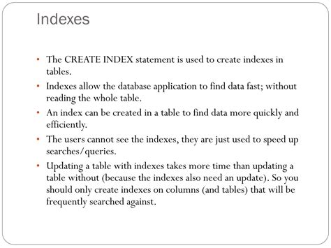 Ppt Sql Indexes Creating Deleting And Modifying Powerpoint